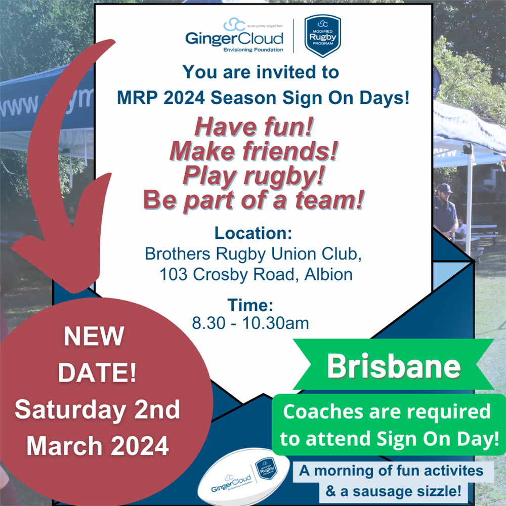 GingerCloud Foundation Modified Rugby Program (MRP)Modified Rugby Program Sign On Day - Join us!